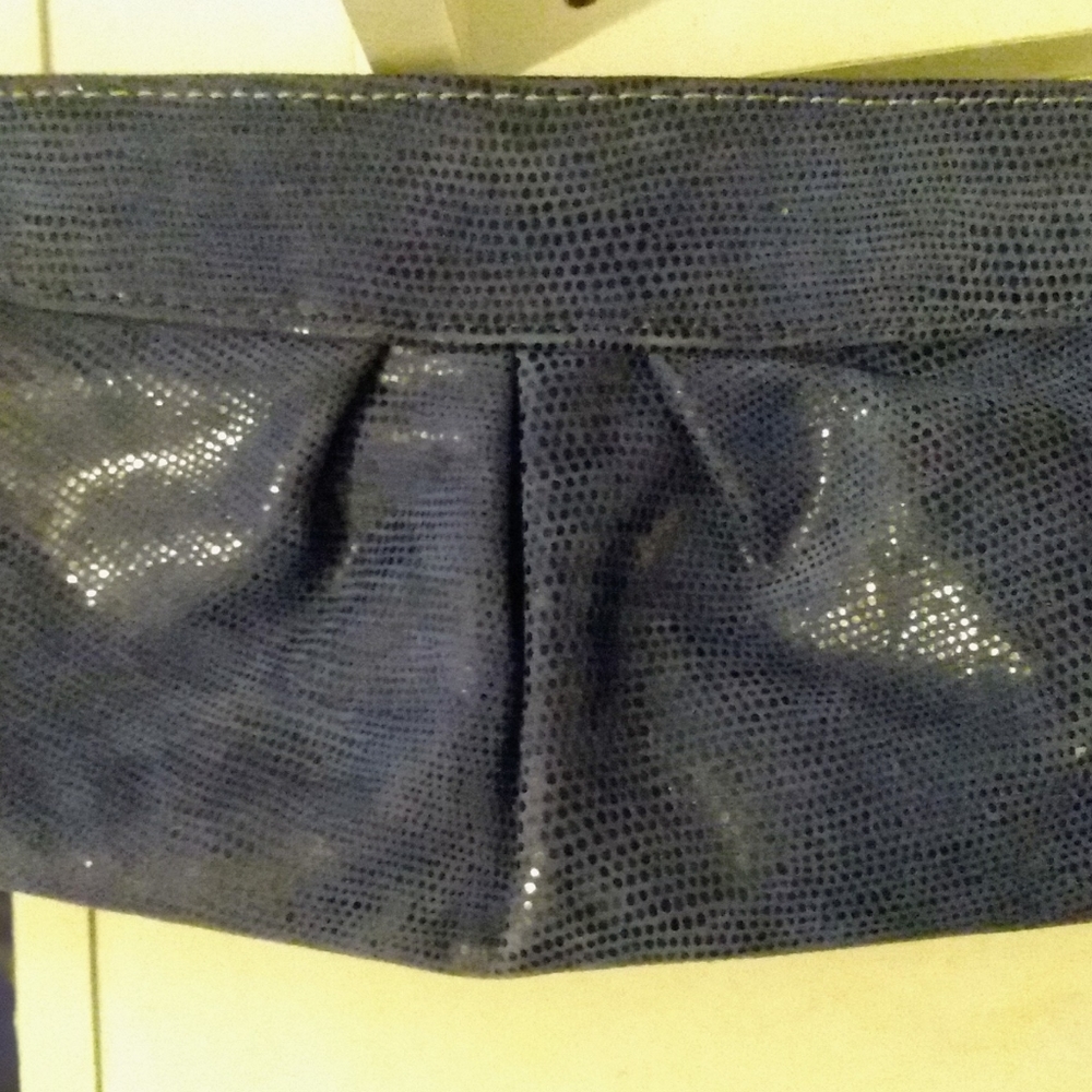 Lauren Merkin Navy Blue Snakeskin Clutch Handbag - Gem